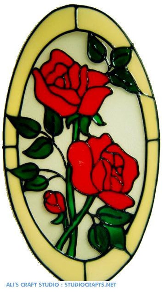 Double Rose Frame Handpainted Window Cling Get the Look of - Etsy