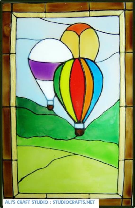 Hot Air Balloons in Frame Window Cling Handpainted to Get a - Etsy UK