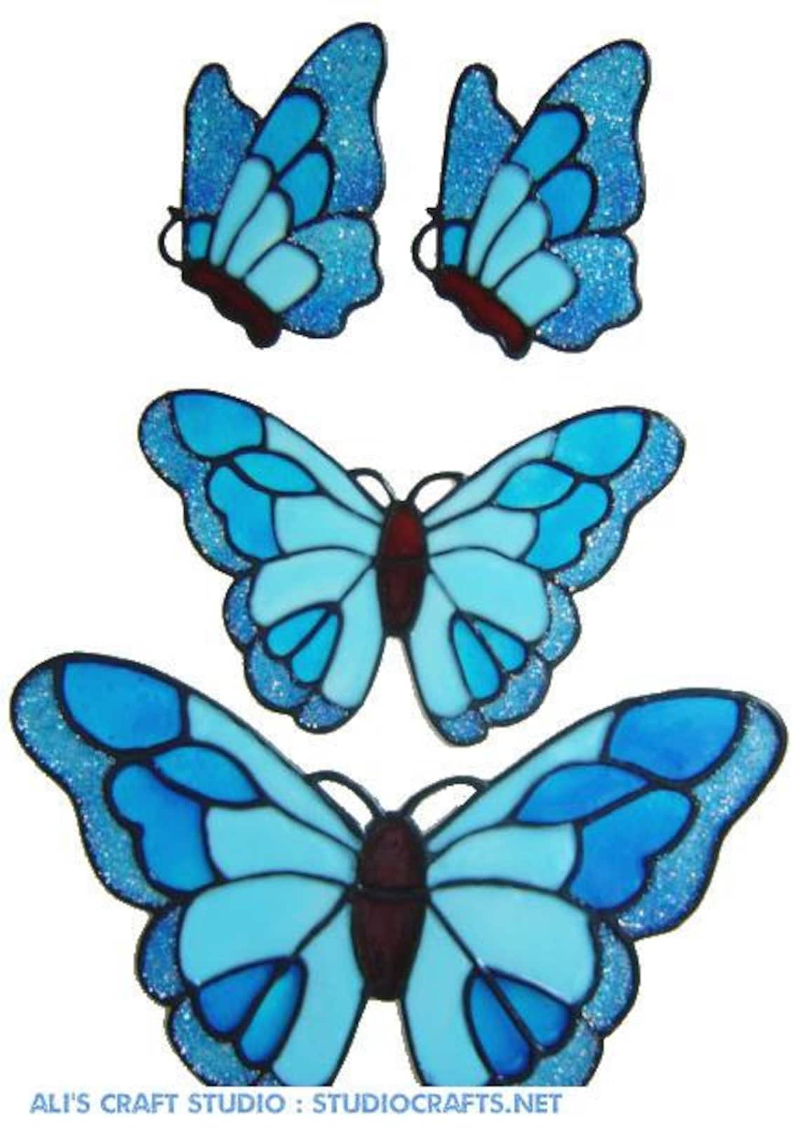 Butterfly Window Clings, Set of 4 Hand Painted Stained Glass Effect ...