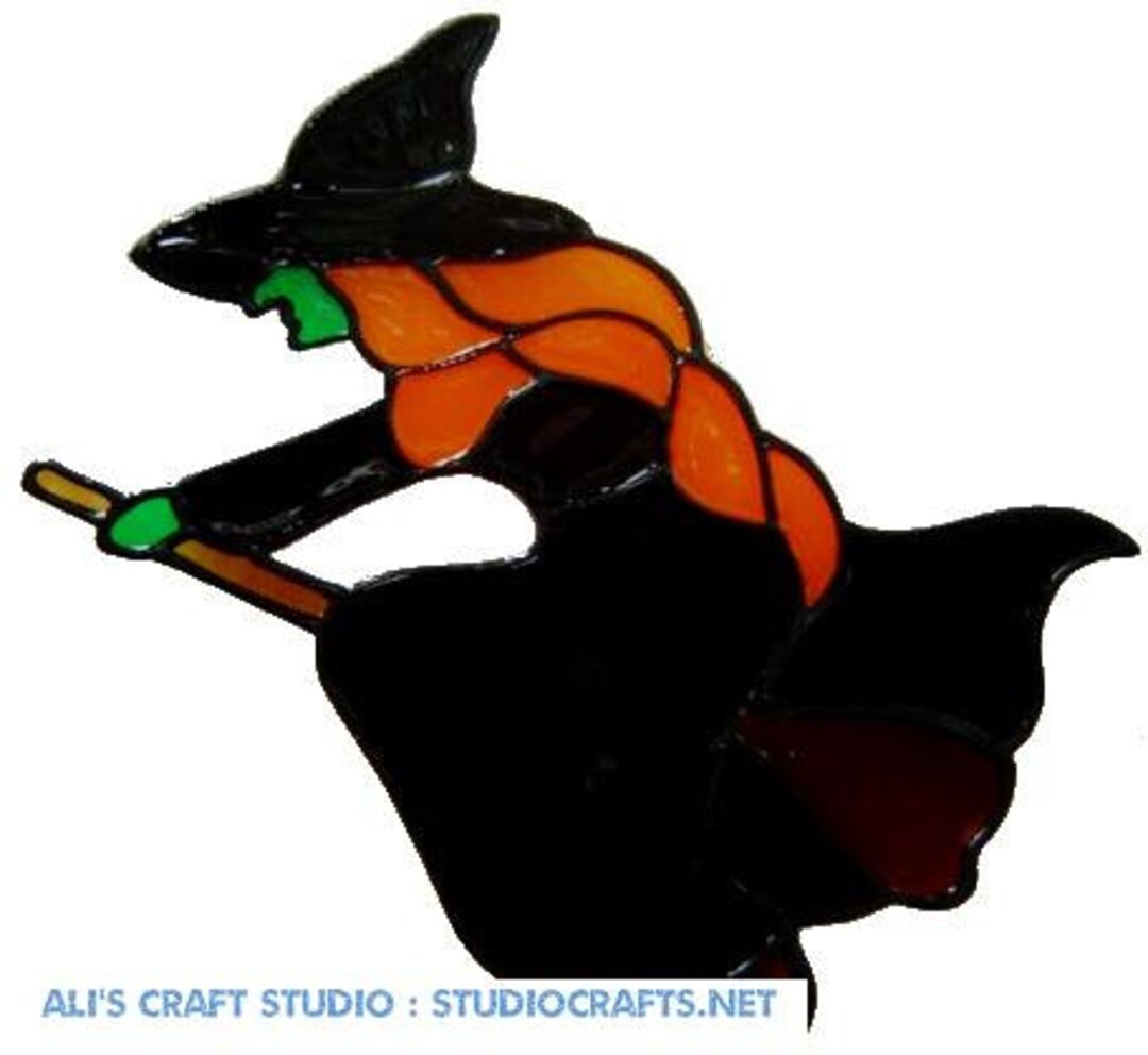 Witch on Broomstick Handmade Peelable Window Cling - Get the Look of ...