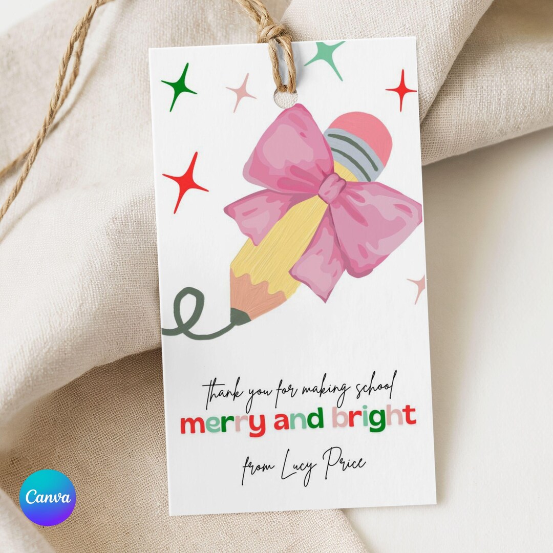 Printable Christmas Teacher Gift Tag, Editable Canva Template - Etsy