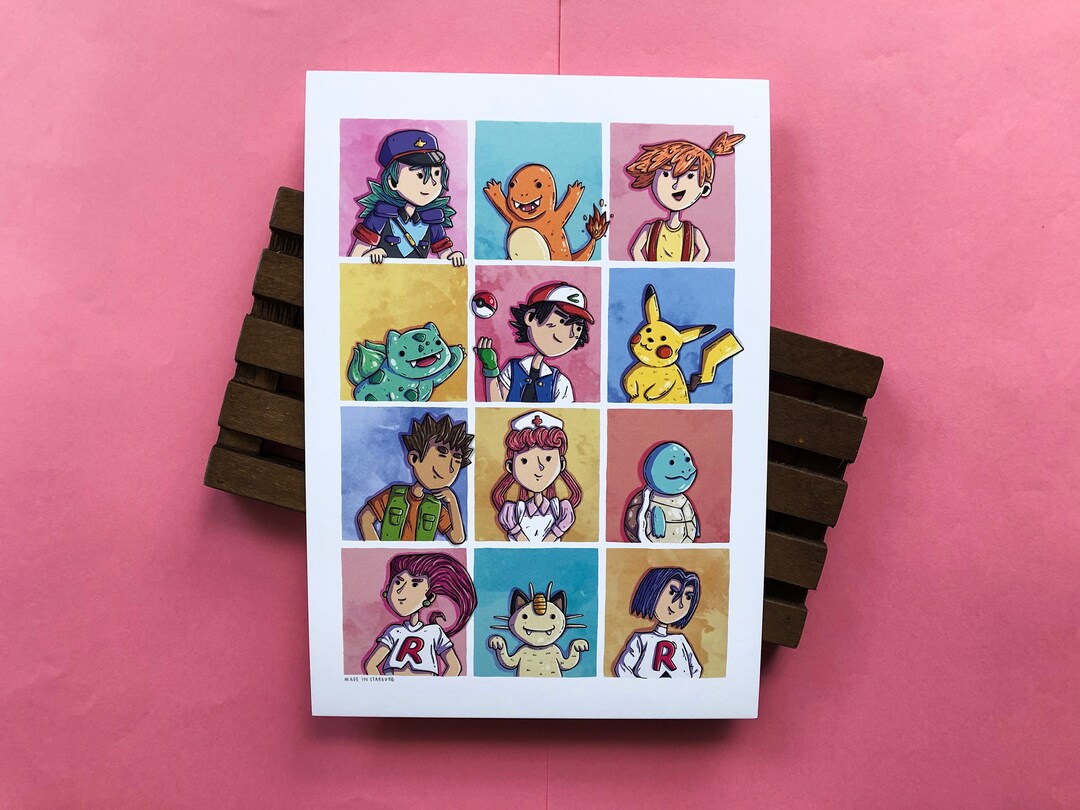 Original Digital Art Print Pokemon Grid / Nintendo, Anime, Illustration ...