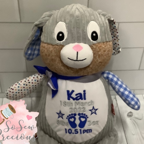 Personalised Cubbies Bunny Rabbit Embroidered Baby Gift - Etsy UK
