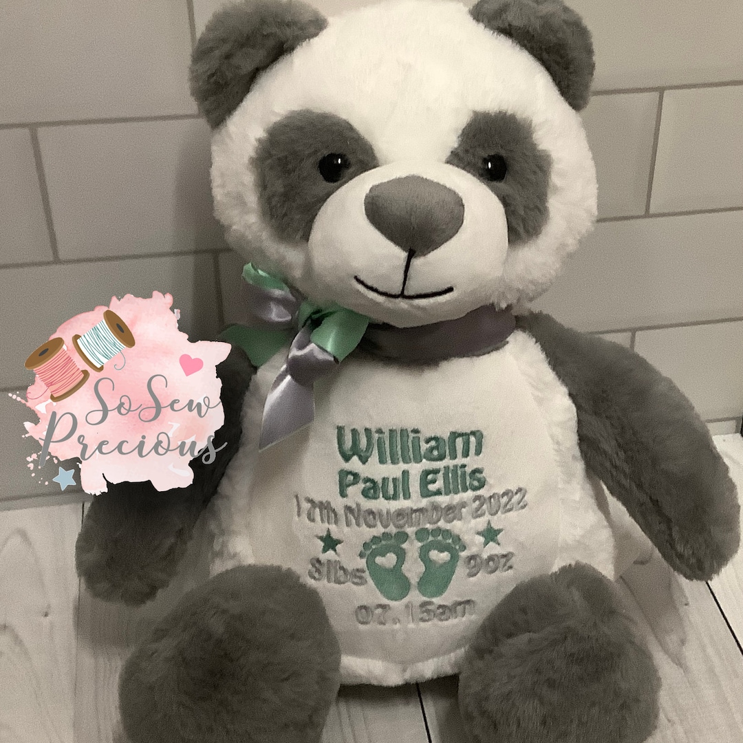 Personalised Panda Teddy Bear, Birthday Gift, Boy or Girl , Christening ...