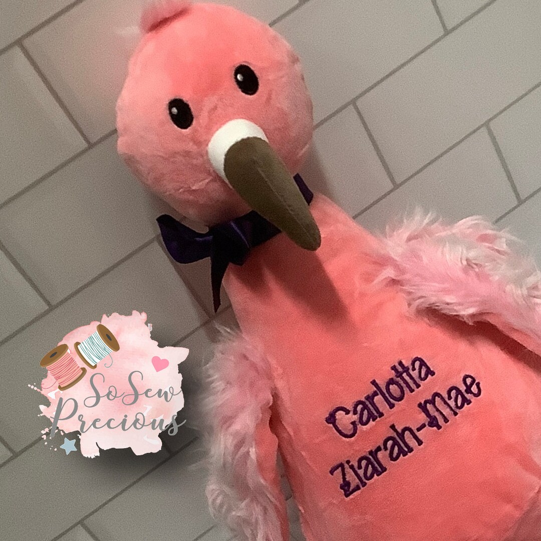 Personalised Cubbies Flamingo, Embroidered Baby Gift, Personalised ...