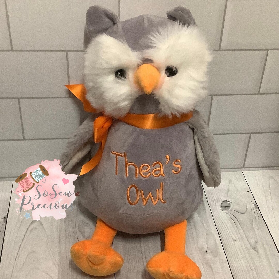 Personalised Owl Teddy Bear, Embroidered Custom Cubbies, Birth Gift ...