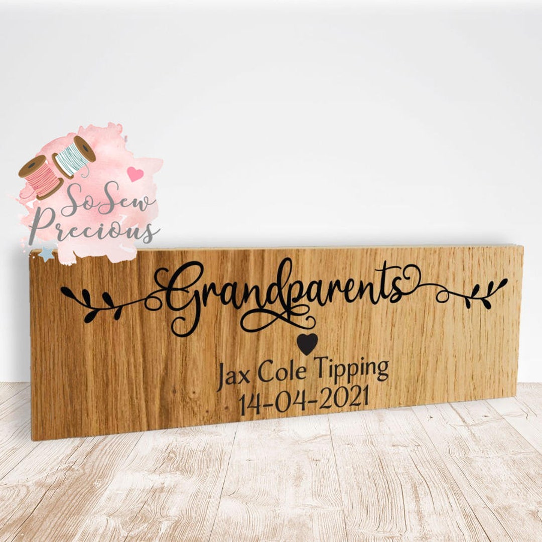 Personalised Grandparents Plaque Block, Freestanding in Oak Veneer ...