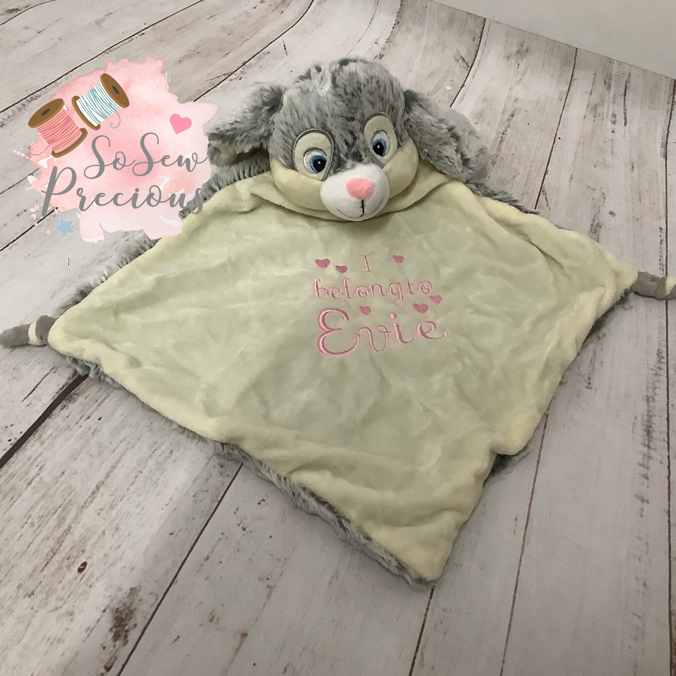 Personalised Baby Comforter Blankie, Bunny Rabbit, Cubbies, Any Name ...