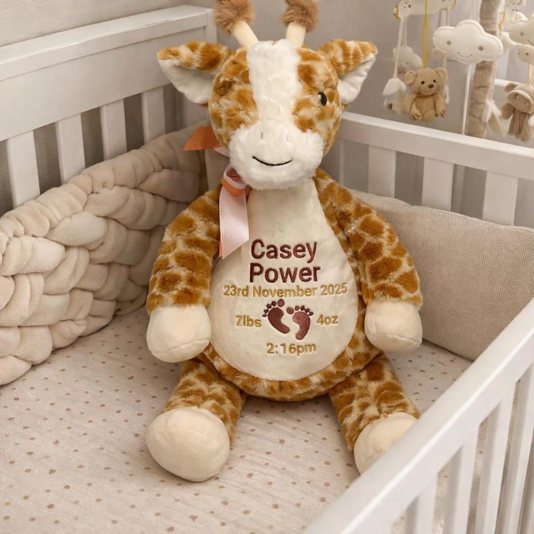 Personalised Cubbies Giraffe, Embroidered Baby Gift, Teddy Bear, Boy ...
