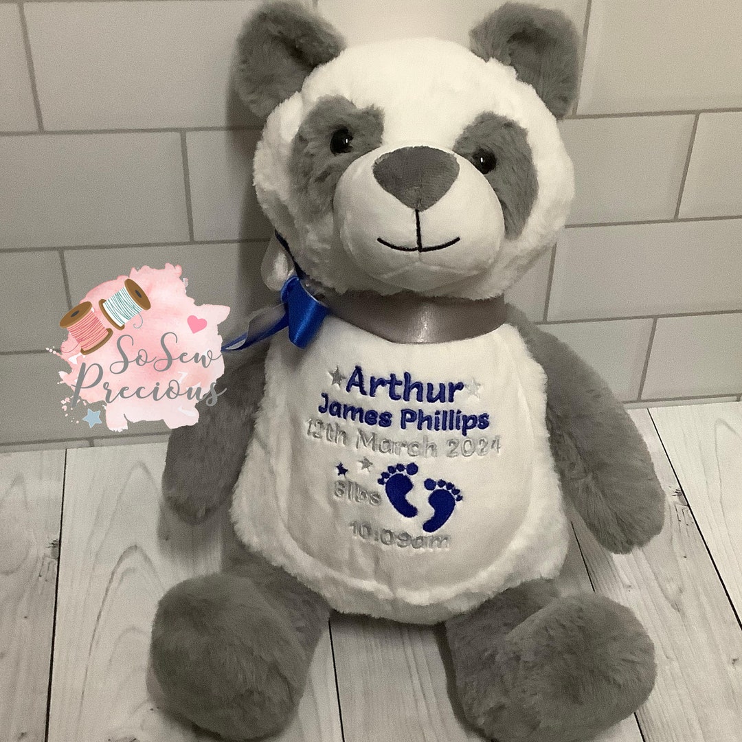 Personalised Panda Teddy Bear, Birthday Gift, Boy or Girl , Christening ...