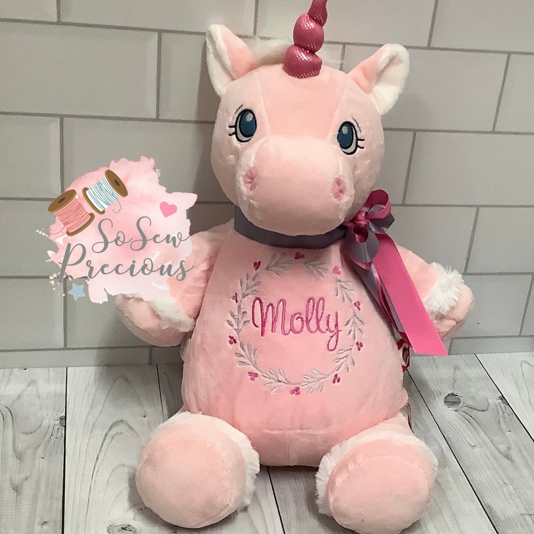 Personalised Unicorn Teddy Bear, Embroidered Custom Cubbies, Girls ...