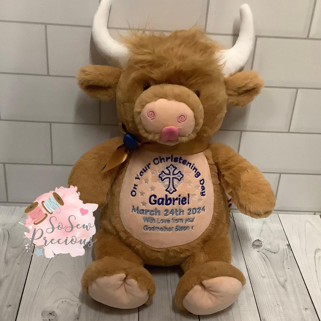 Personalised Cubbies Highland Cow Teddy Bear, Birthday Gift, Boy or ...
