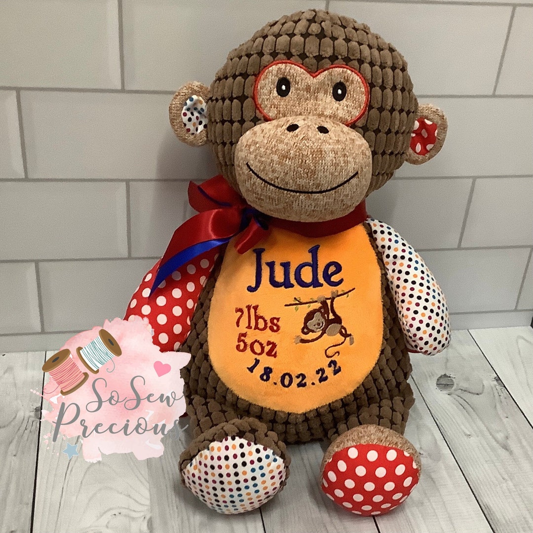 Personalised Cubbies Patchwork Monkey, Teddy Bear, Great Birthday Gift ...