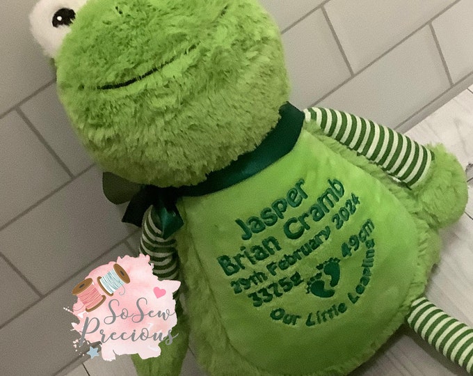 Personalised Frog Teddy Bear, Birthday Gift, Boy or Girl , Christening ...