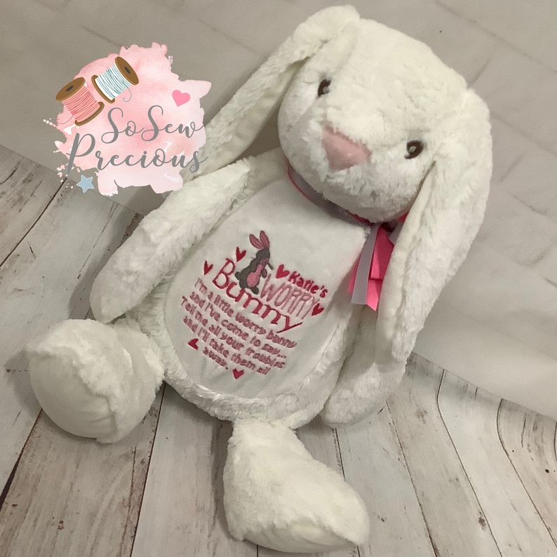 Personalised Bunny Rabbit Teddy Bear, Worry Bunny, Boy or Girl ...