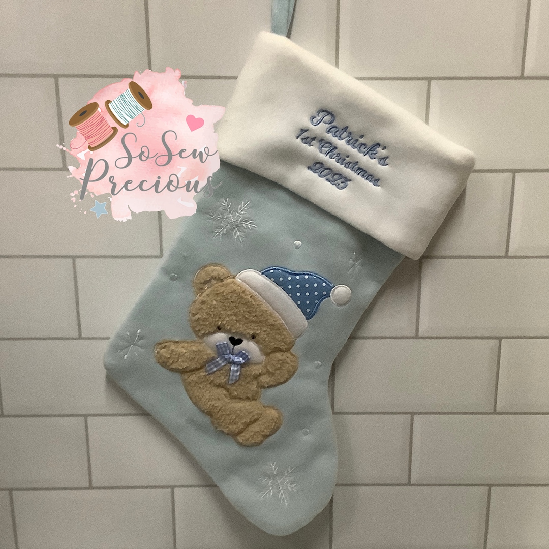 Personalised Baby 1st Christmas Stocking, Personalized Gift, Blue - Etsy