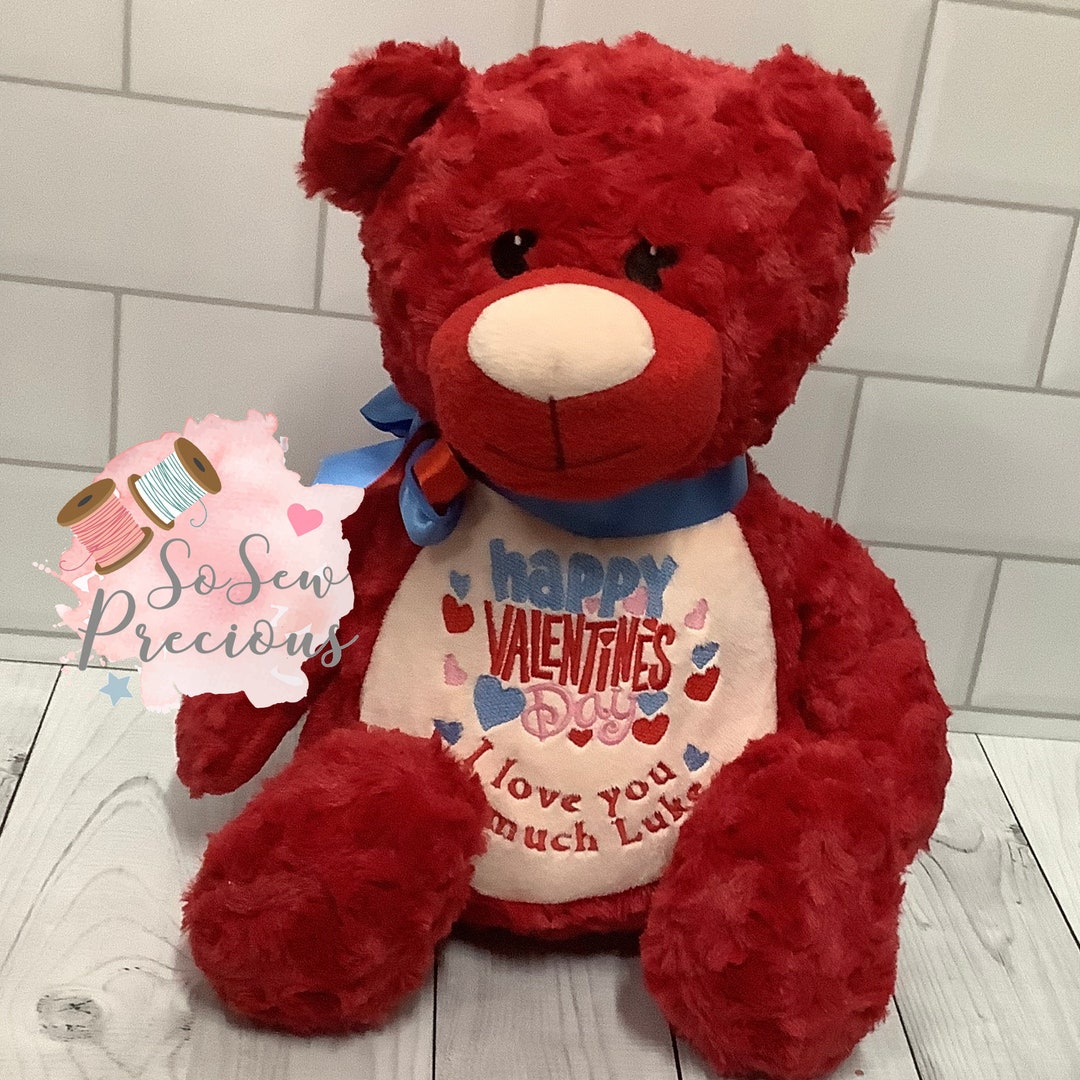 Personalised Ruby Red Bear, Gift, New Baby Boy or Girl, Valentines Day ...