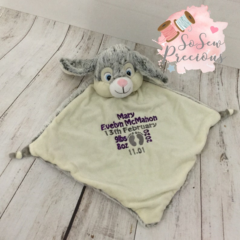 Personalised baby comforter blankie bunny rabbit cubbies | Etsy