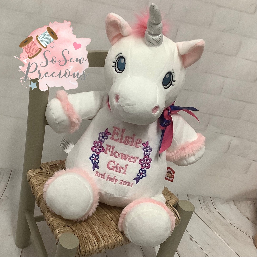 Personalised Cubbies Unicorn Teddy Bear, Embroidered, Bridesmaid ...