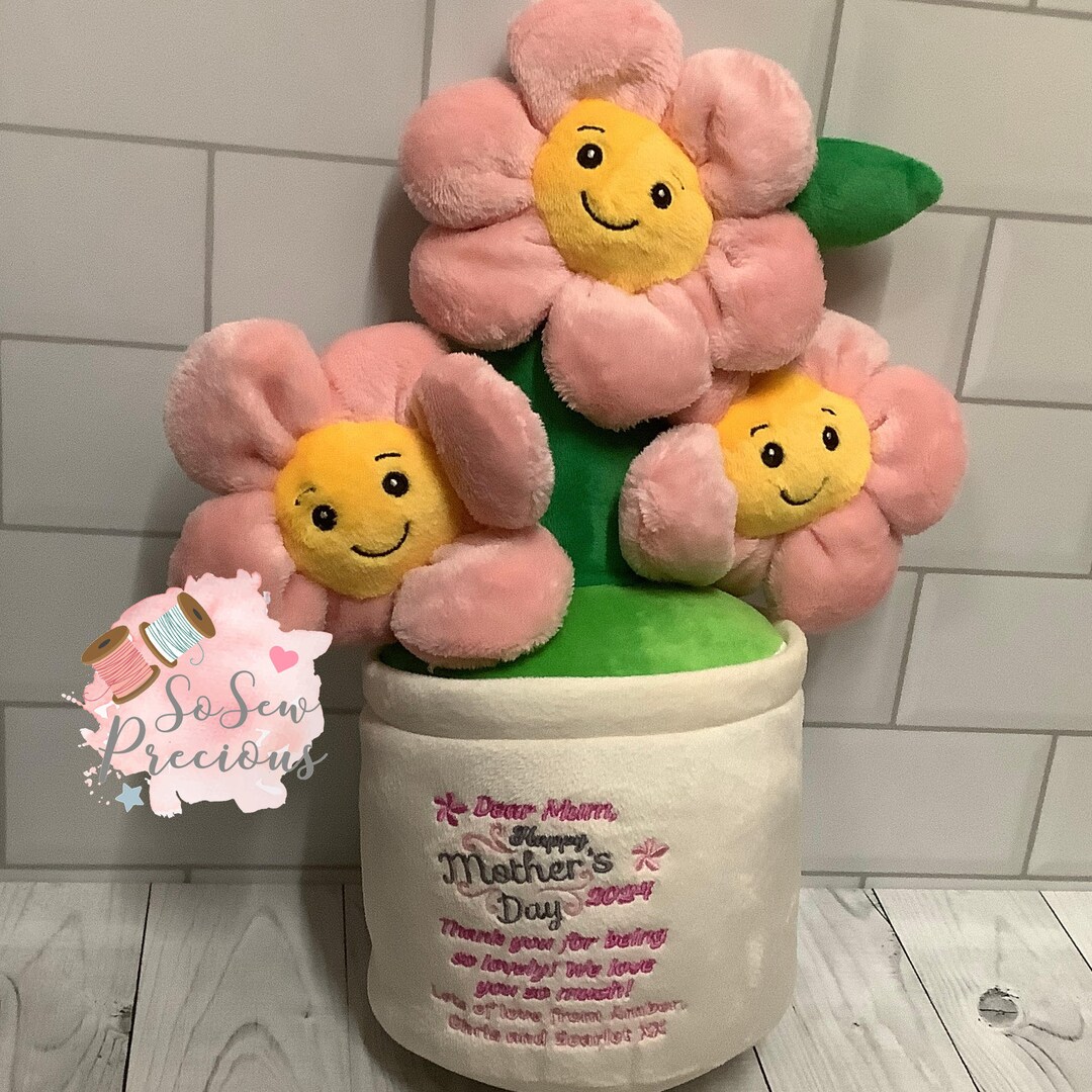 Personalised Vase of Flowers Teddy Bear, Birthday Gift, Boy or Girl ...