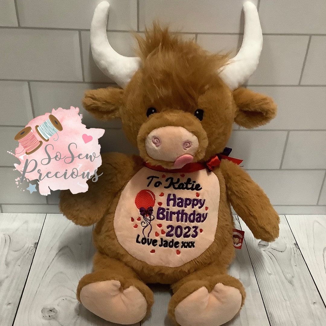 Personalised Cubbies Highland Cow Teddy Bear, Birthday Gift, Boy or ...