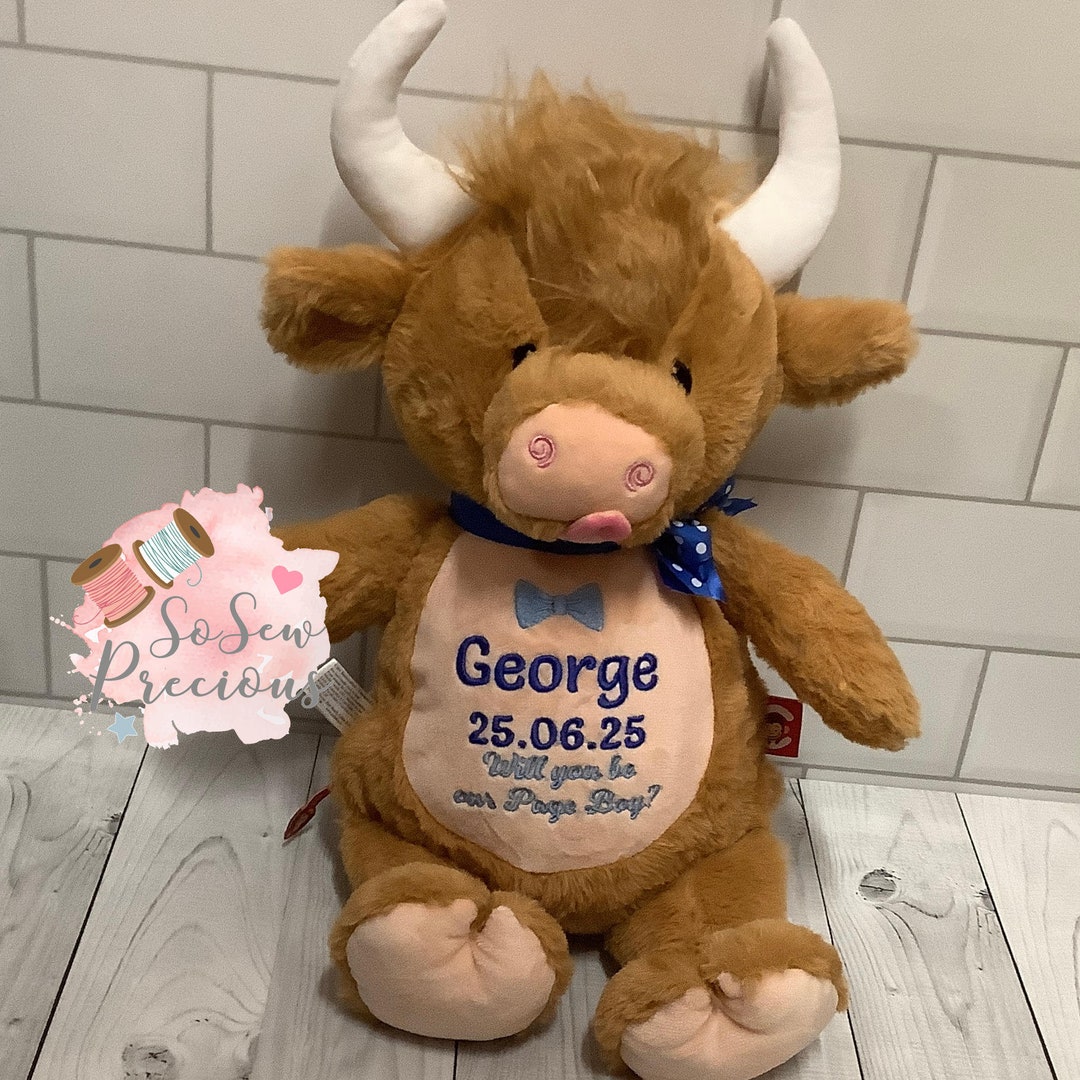 Personalised Cubbies Highland Cow Teddy Bear, Birthday Gift, Boy or ...