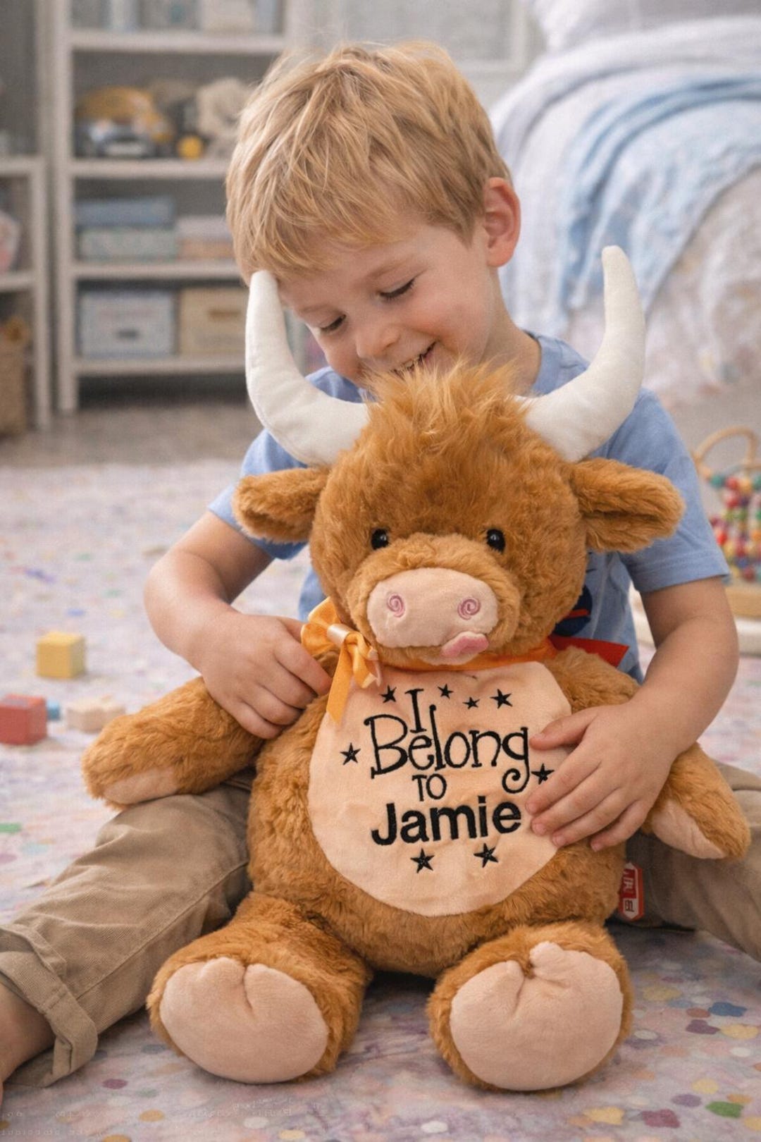 Personalised Cubbies Highland Cow Teddy Bear, Birthday Gift, Boy or ...
