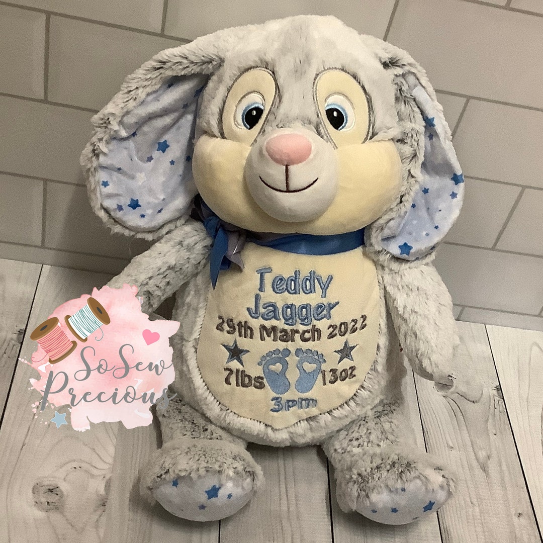 Personalised Cubbies Bunny Rabbit Blue Starry Night, Embroidered Baby ...