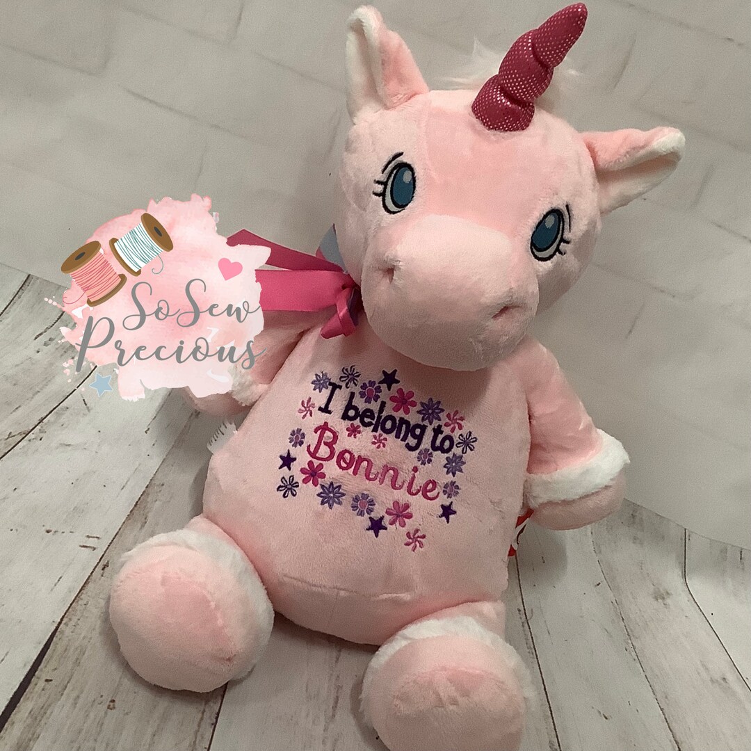 Personalised Unicorn Teddy Bear, Embroidered Custom Cubbies, Girls ...
