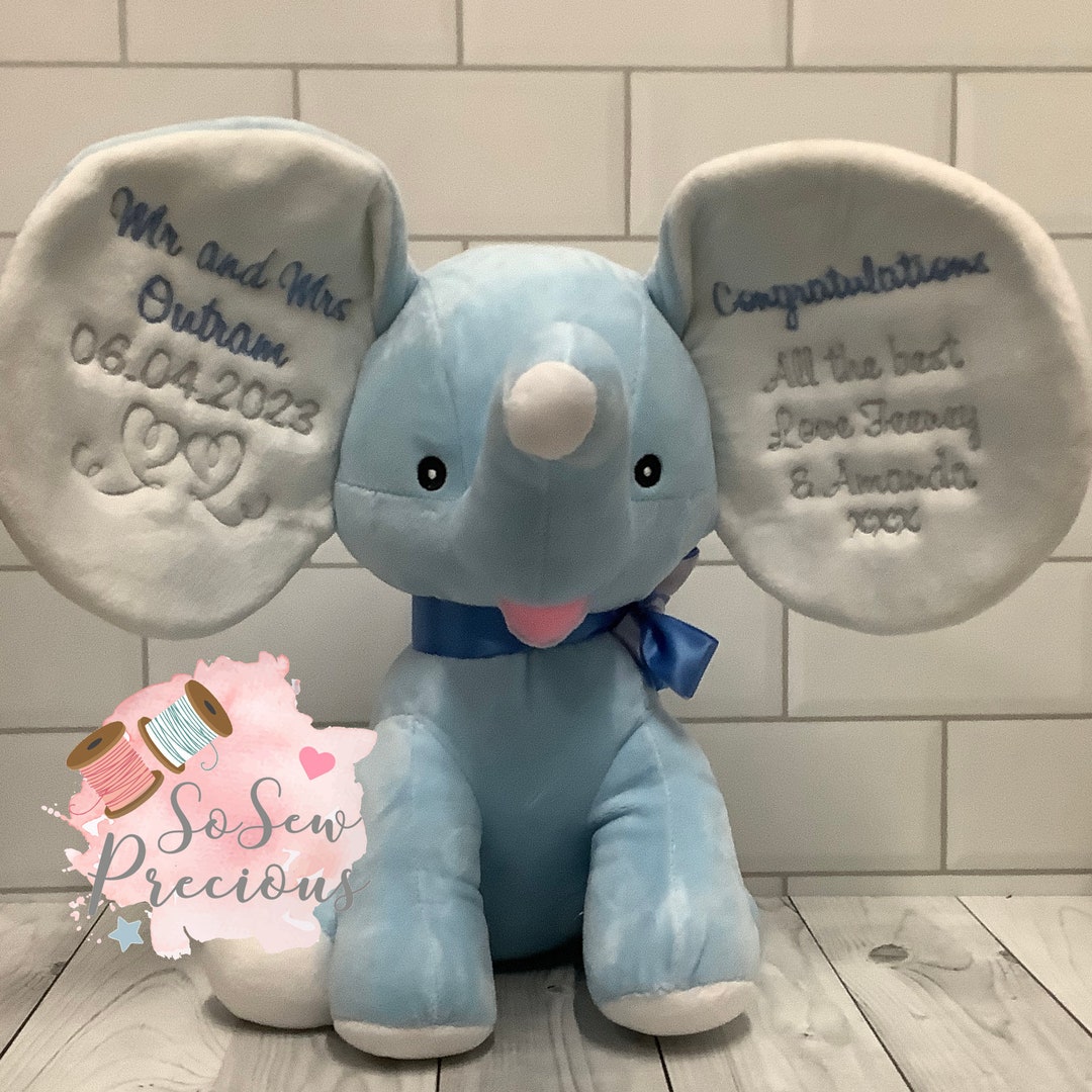 Cubbies Dumble Elephant, Blue, Personalised, New Baby Gift, Wedding ...