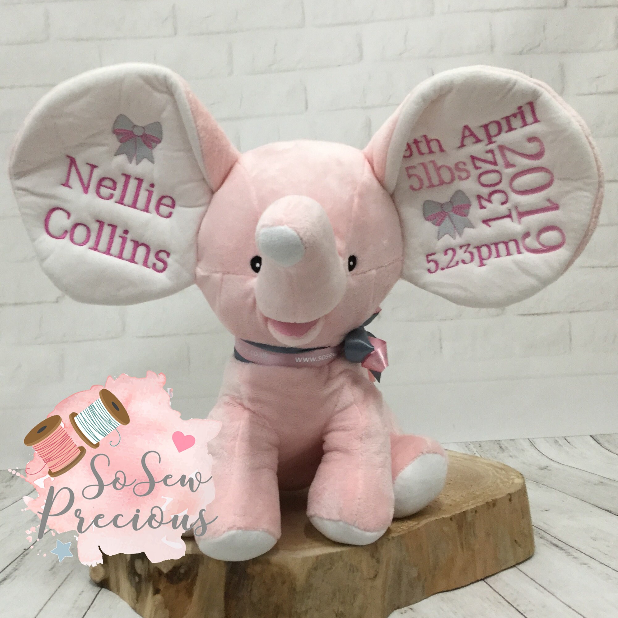 Cubbies Dumble Elephant Personalised Teddy Bear Pink New - Etsy UK
