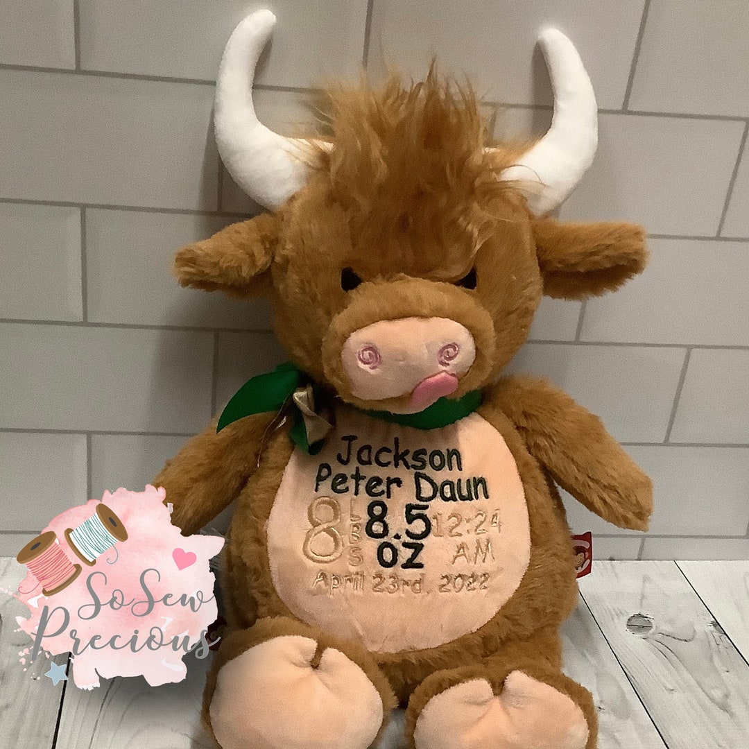 Personalised Cubbies Highland Cow Teddy Bear, Birthday Gift, Boy or ...