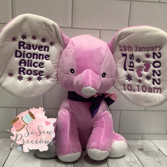 Cubbies Dumble Elephant Lilac Purple Embroidered Baby Gift - Etsy