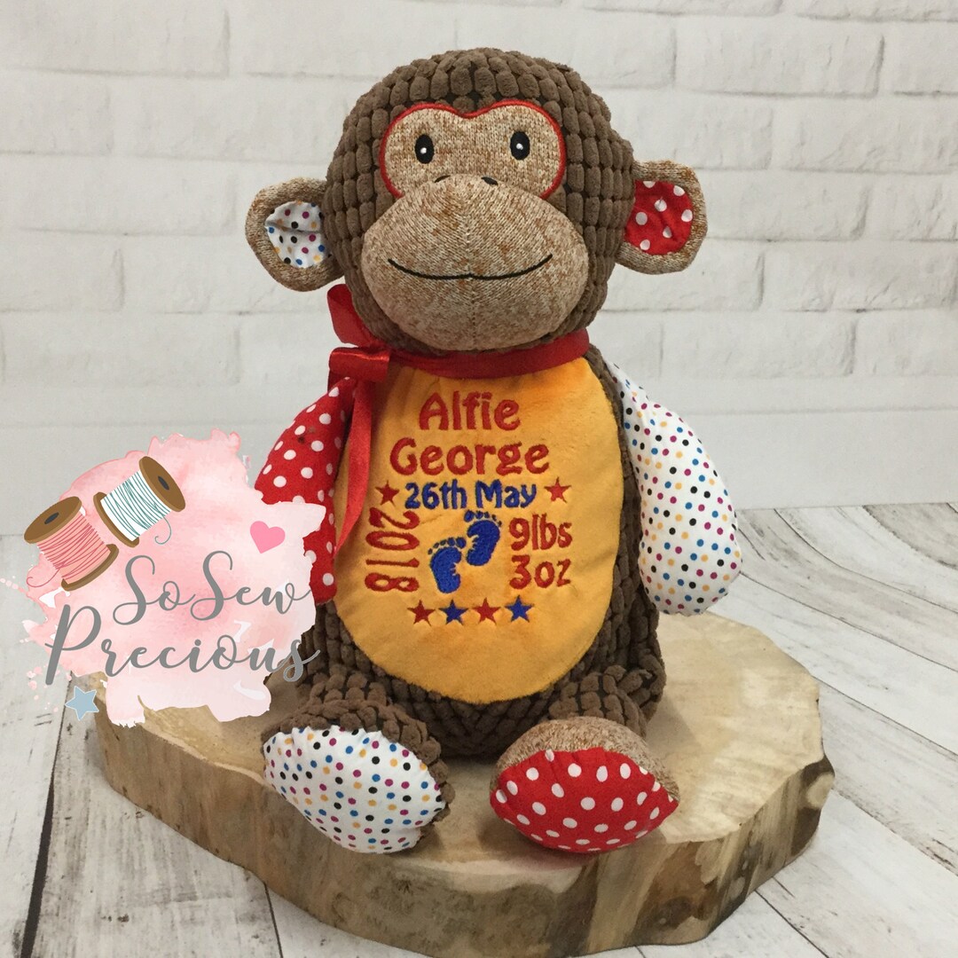 Personalised Cubbies Patchwork Monkey, Teddy Bear, Great Birthday Gift ...