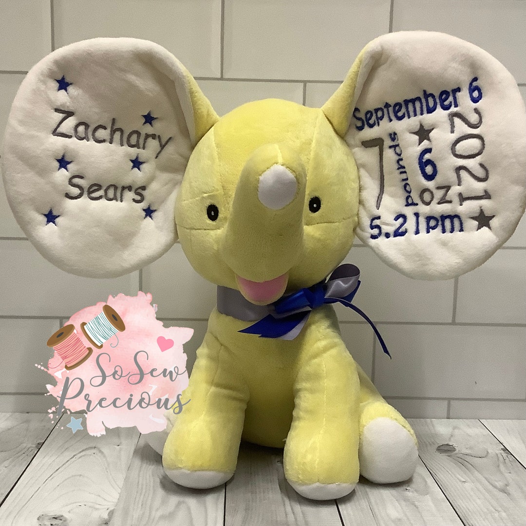 Cubbies Dumble Elephant Personalised Embroidered Baby Gift, Baby Shower Christening, New Baby ...