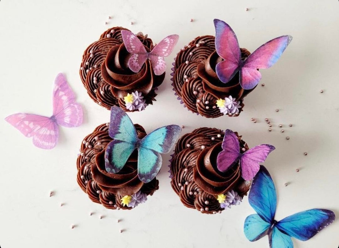 FREE Shippingedible Wafer Butterflies Pinks & Blues Min. 15 Edible ...