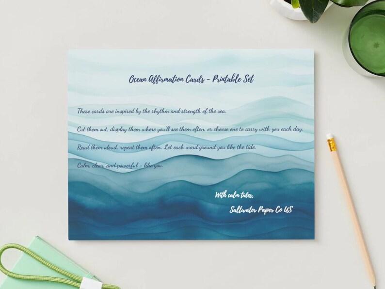 Ocean Affirmation Cards Printable – Set of 8 | Mindfulness Quote Cards ...