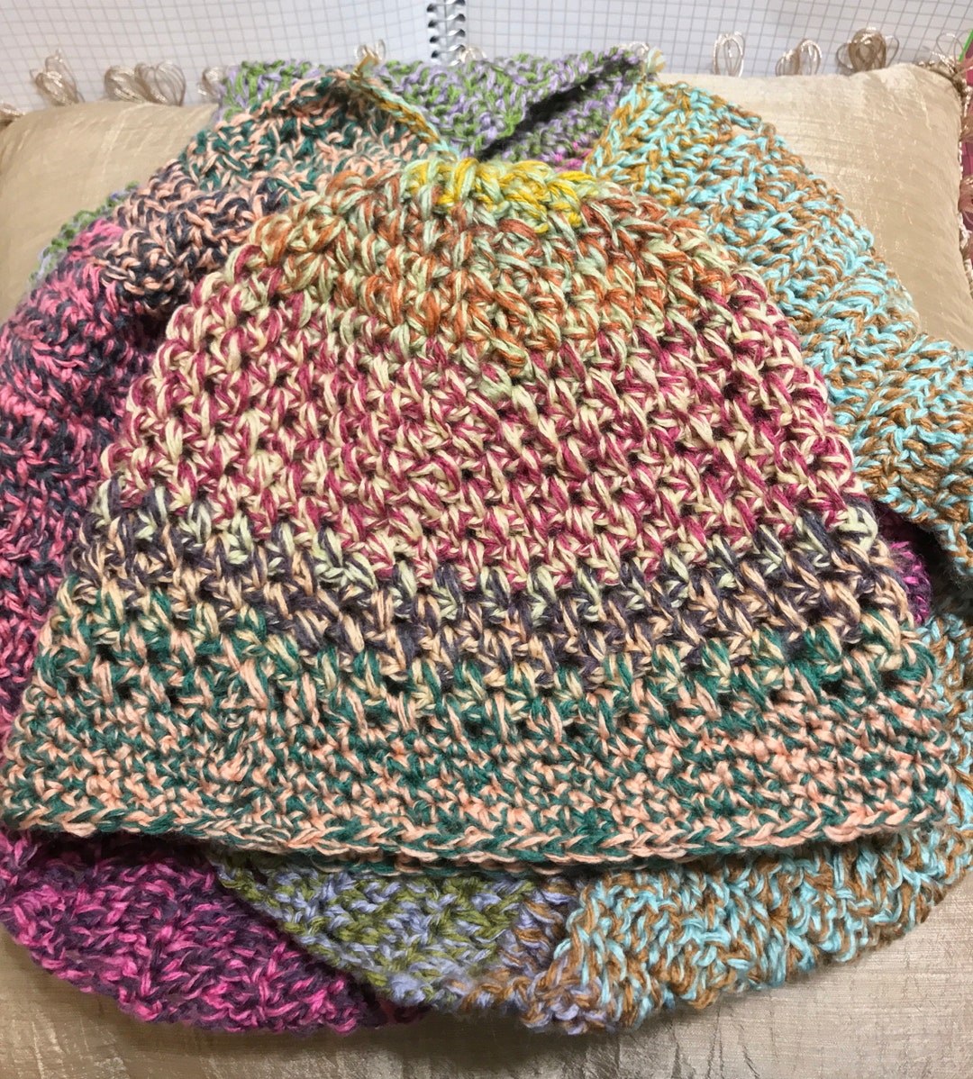 Multicolored Ombré Tweed Crochet Hat and Scarf Set for Woman or Unisex ...