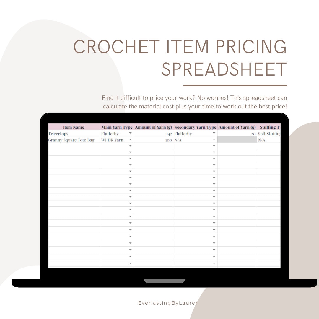 Crochet Pricing Calculator - Google Sheets Template - Perfect for Small ...