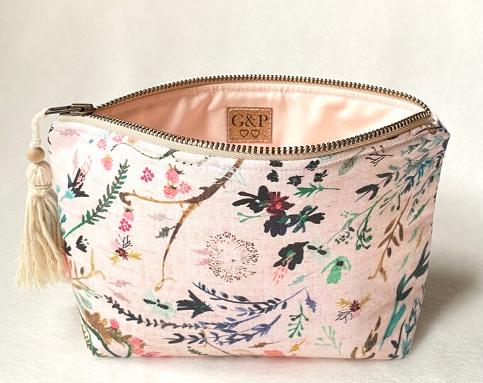 Rustic Blush Floral Essential Oils Zipper Bag With Premium Cotton ...