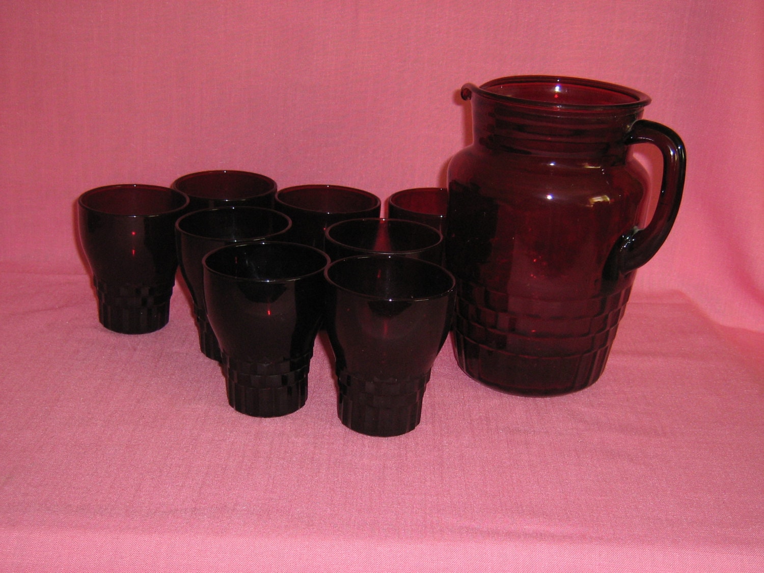 Royal Ruby Windsor Pitcher and Glasses - Etsy
