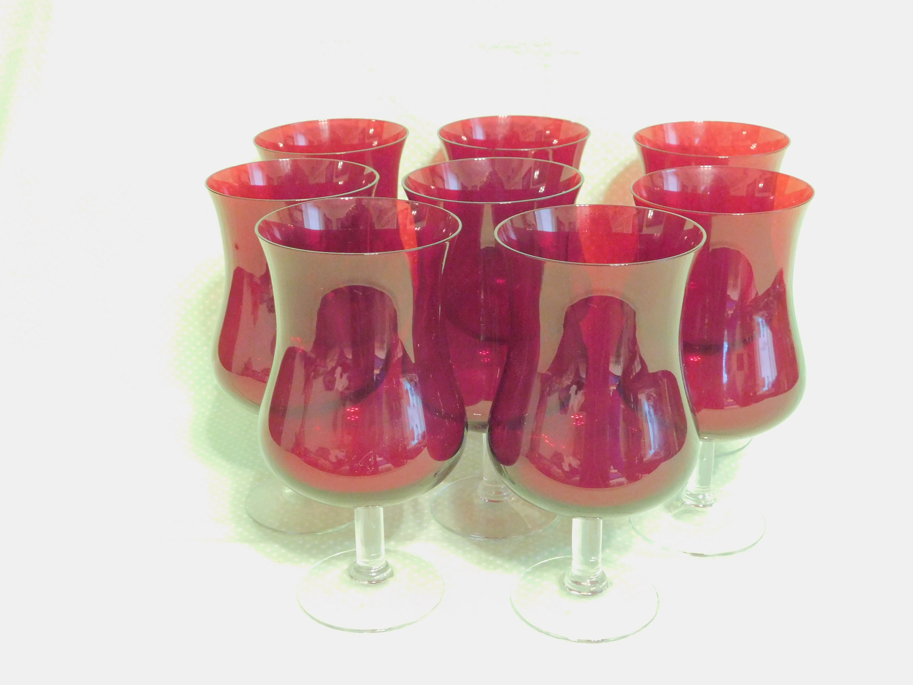 Ruby Red Hurricane Glasses-set of 8 - Etsy