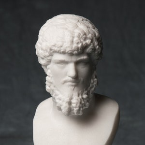 MARBLE Bust of Lucius Verus Emperor Carved Greek Marble Statue Figurine ...