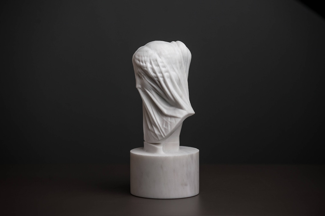MARBLE Bust of the Veiled Virgin Mary by Strazza Carved Statue - Etsy
