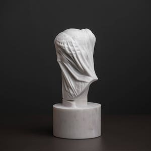 MARBLE Bust of the Veiled Virgin Mary by Strazza Carved Statue Artist ...