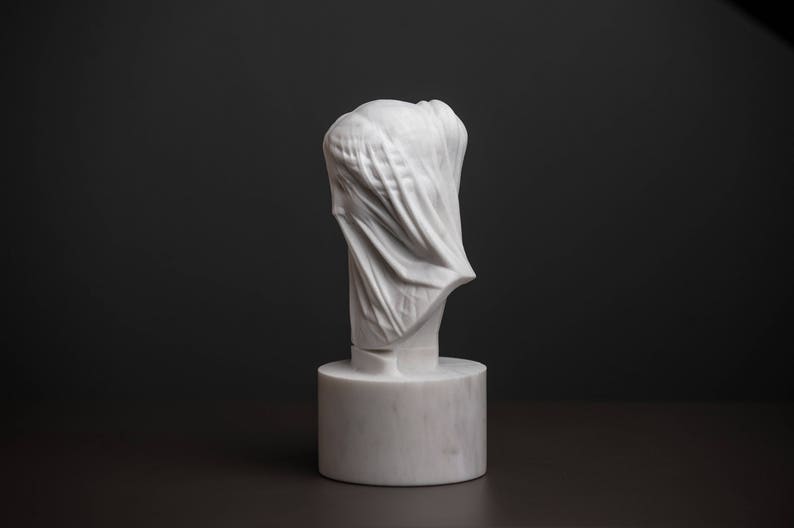 MARBLE Bust of the Veiled Virgin Mary by Strazza Carved Statue Artist ...