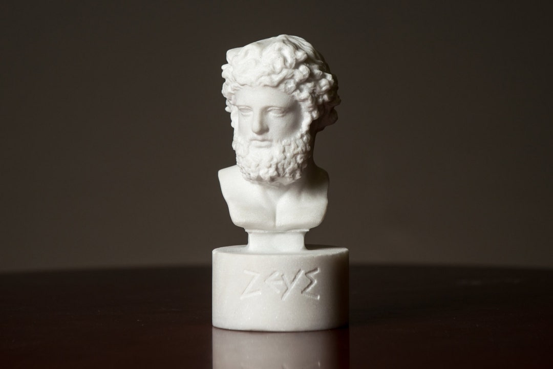 Bust of Olympian God Zeus Carved Greek Marble Statue Figurine Artist ...