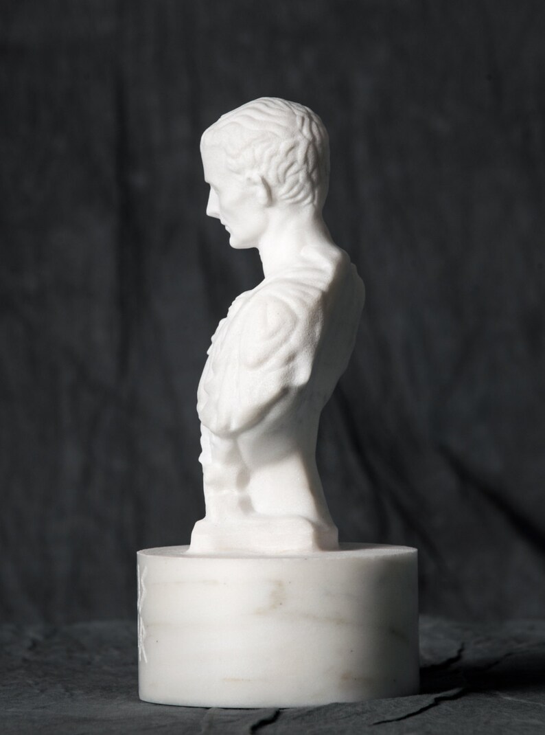 MARBLE Bust of Gaius Julius Caesar Statue Carved Greek Marble Figurine ...
