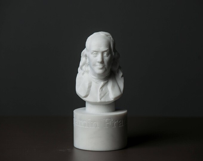 Carved MARBLE Bust of Benjamin Franklin by Houdon Statue Figurine - Etsy