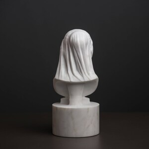 MARBLE Bust of the Veiled Virgin Mary by Strazza Carved Statue Artist ...